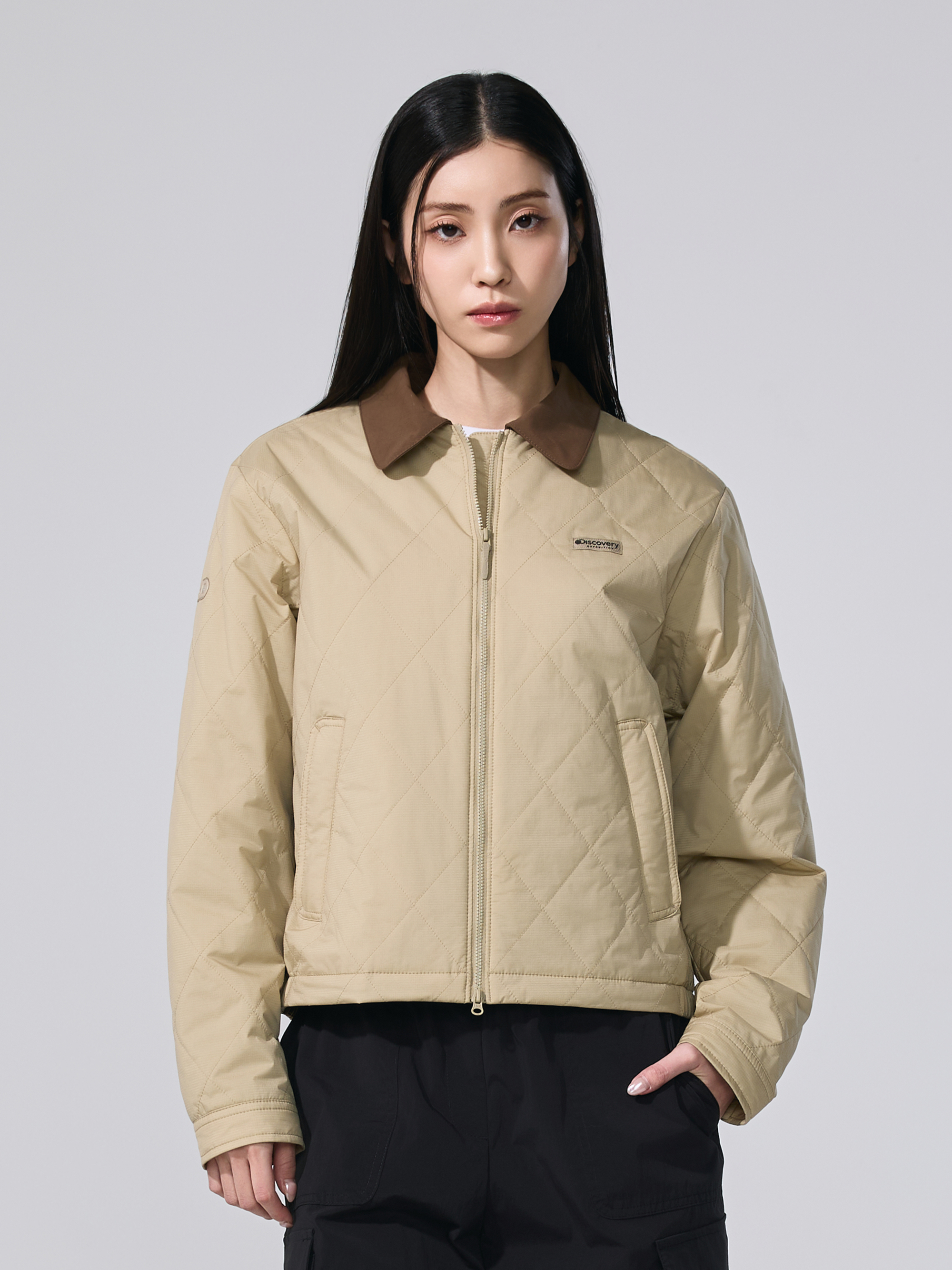 디스커버리 익스페디션 | 여성 카라형 퀼팅 패딩자켓 (BEIGE)